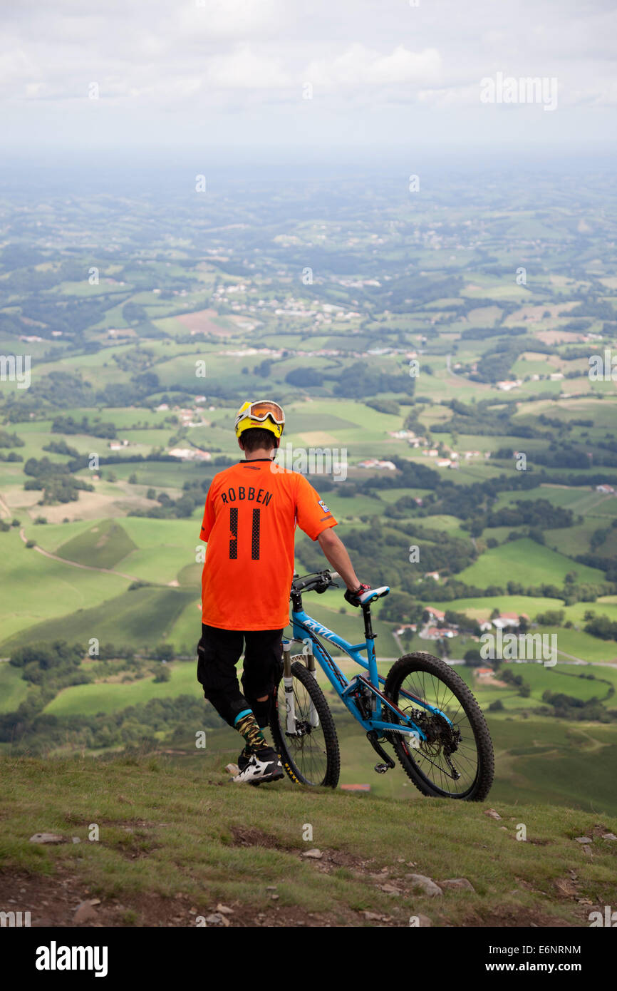 In the inner French Basque country, a sportsman with his mountain bike ...