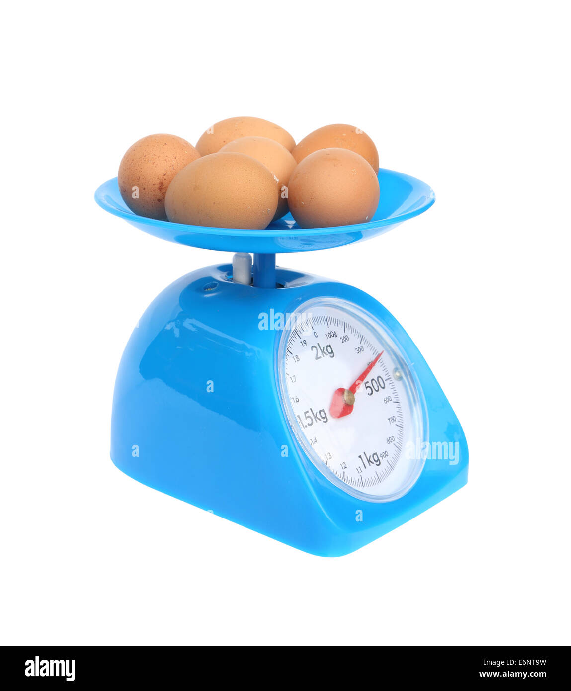 kitchen scales and eggs isolated on white background (with clipping ...