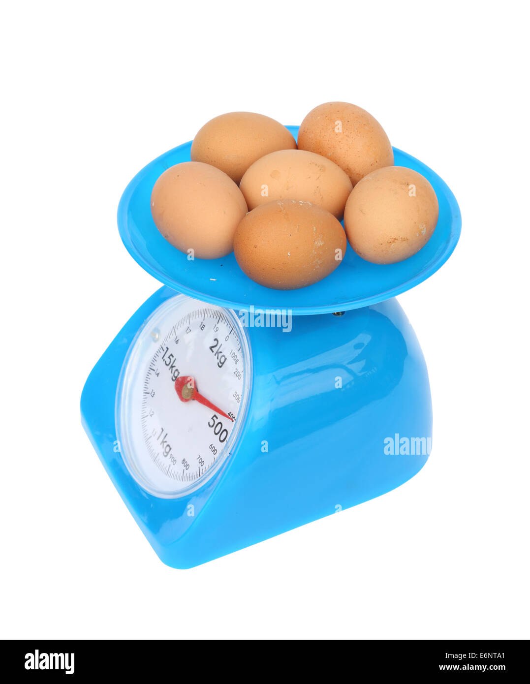 kitchen scales and eggs isolated on white background (with clipping ...