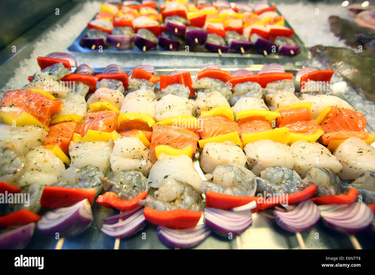Colorful seafood skewers Stock Photo - Alamy