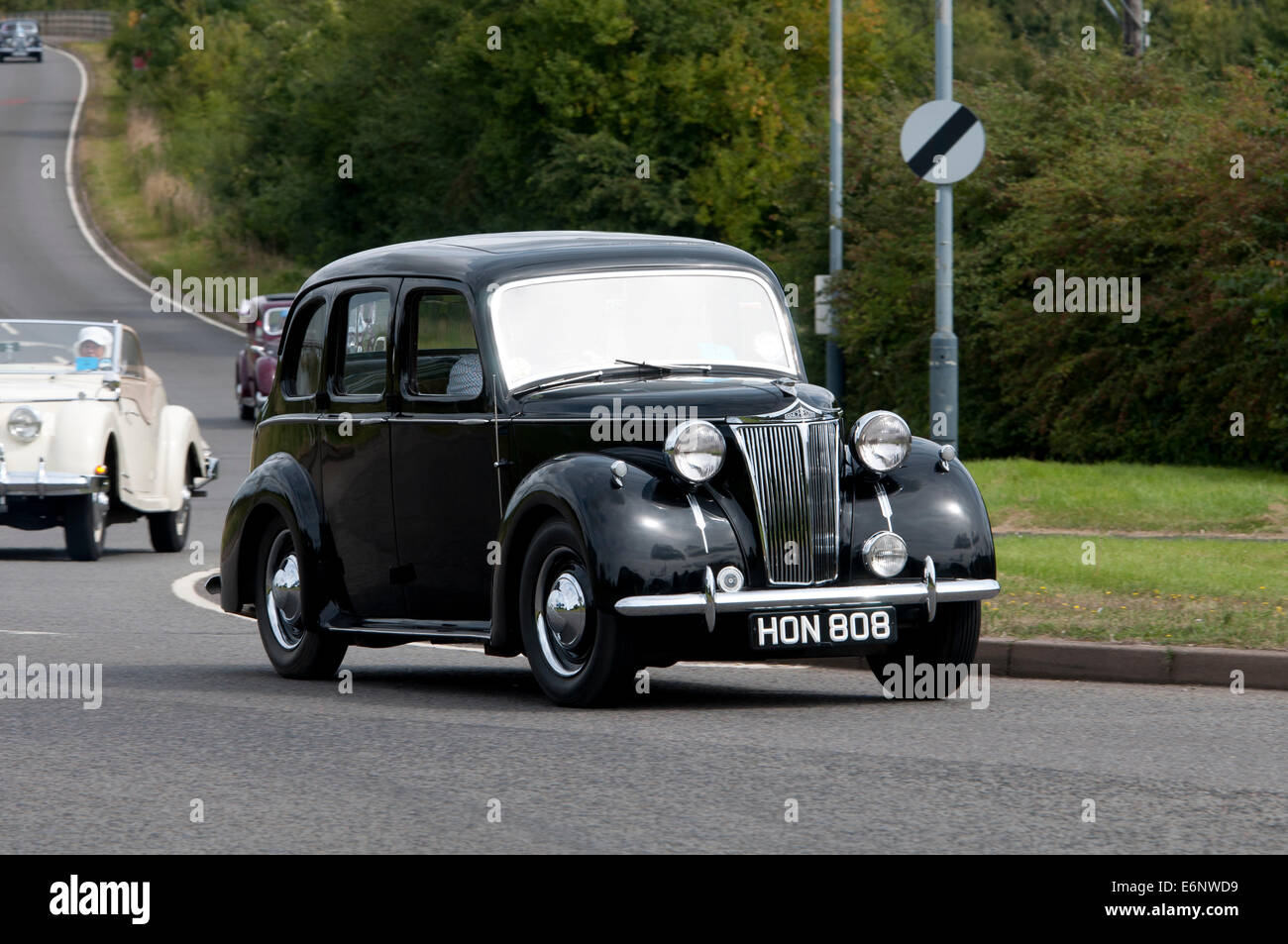 Lanchester LD10 car on the Fosse Way road, Warwickshire, UK Stock Photo ...