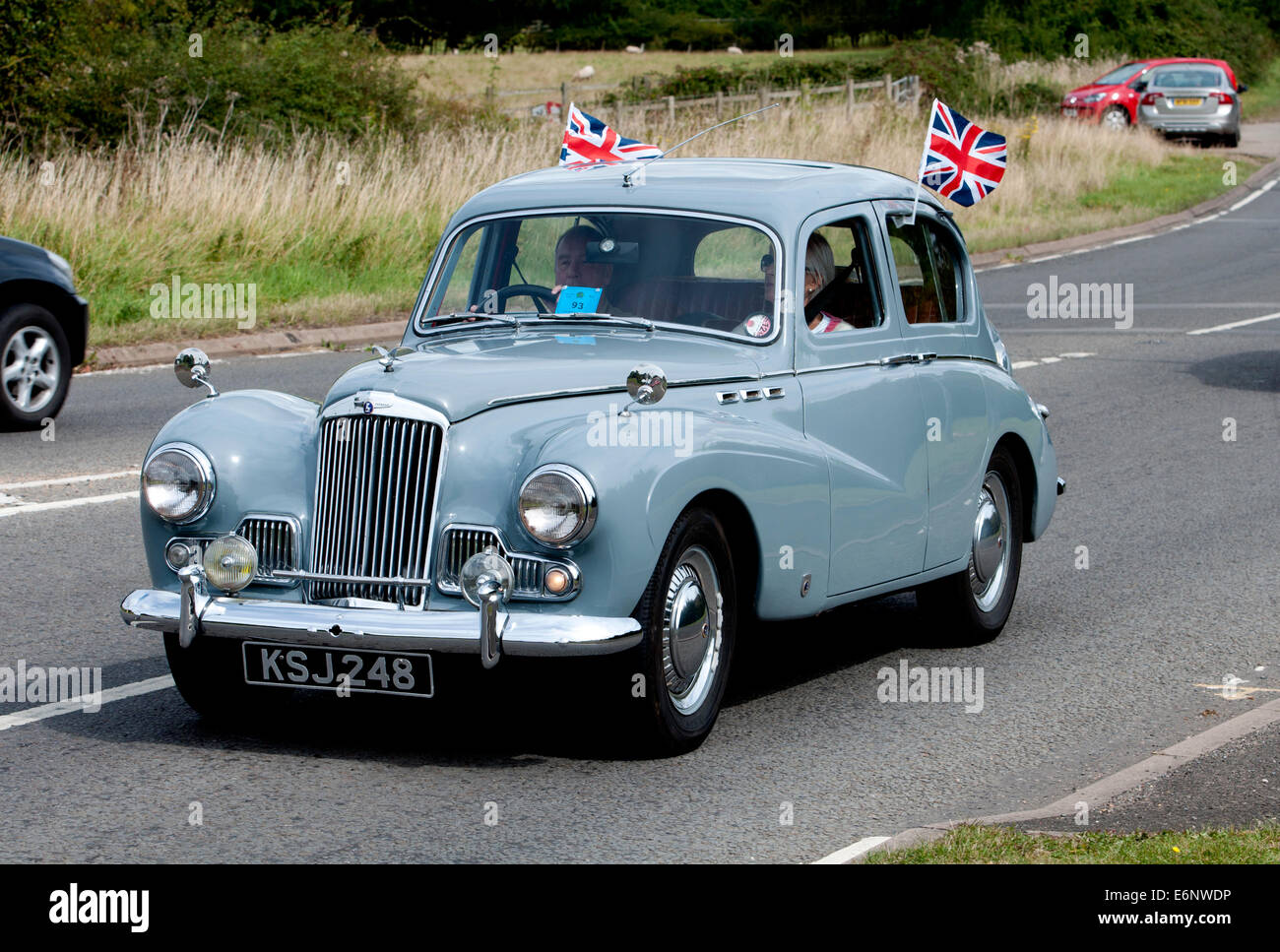 1955 Sunbeam-Talbot 90 Sports Saloon car on the Fosse Way road ...