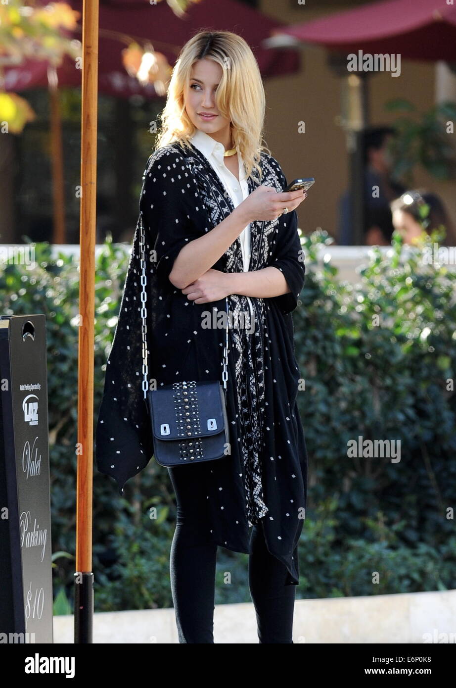 Glee star Dianna Agron is all smiles while waiting for her car at the ...