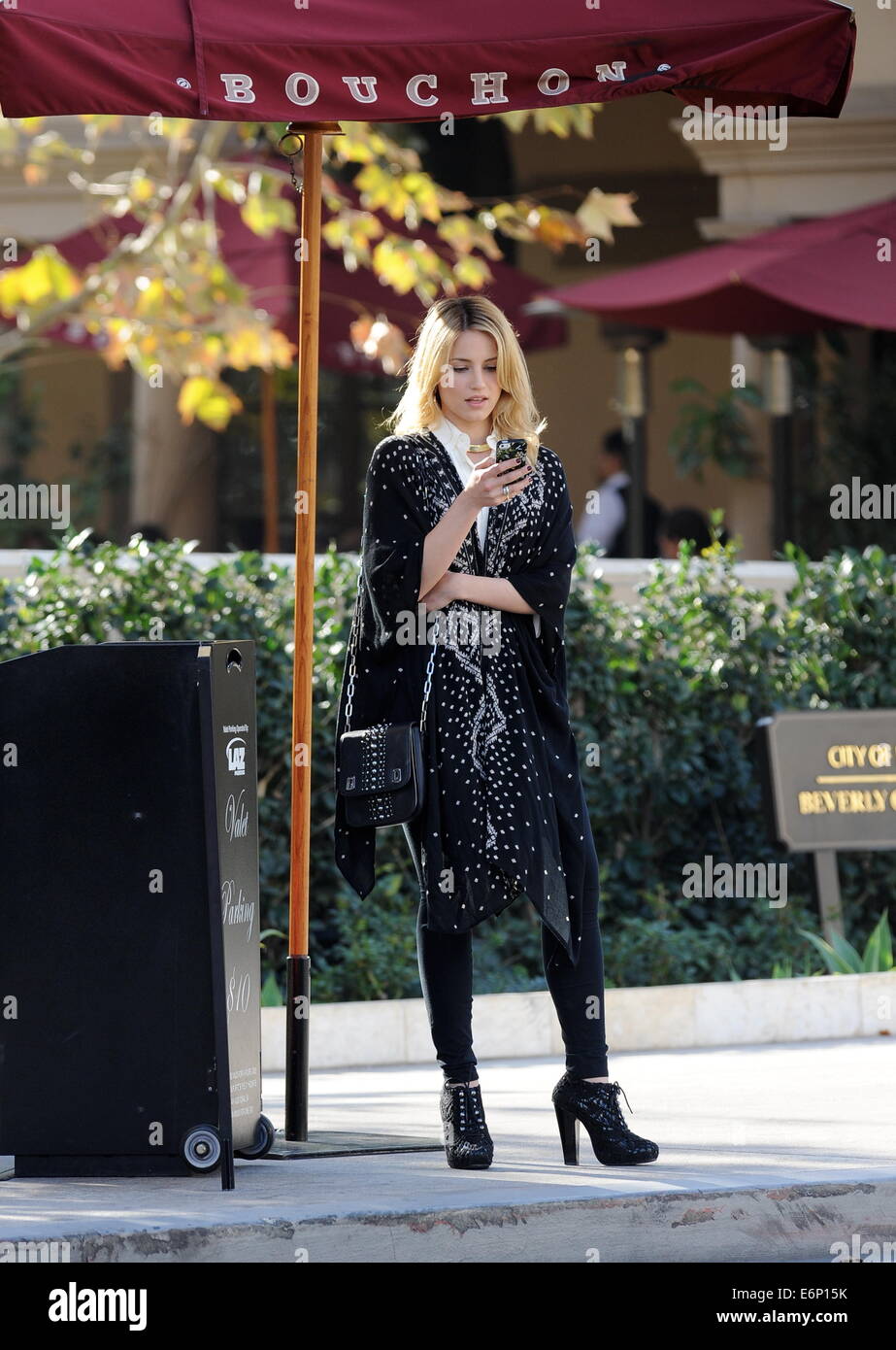 Glee star Dianna Agron is all smiles while waiting for her car at the ...