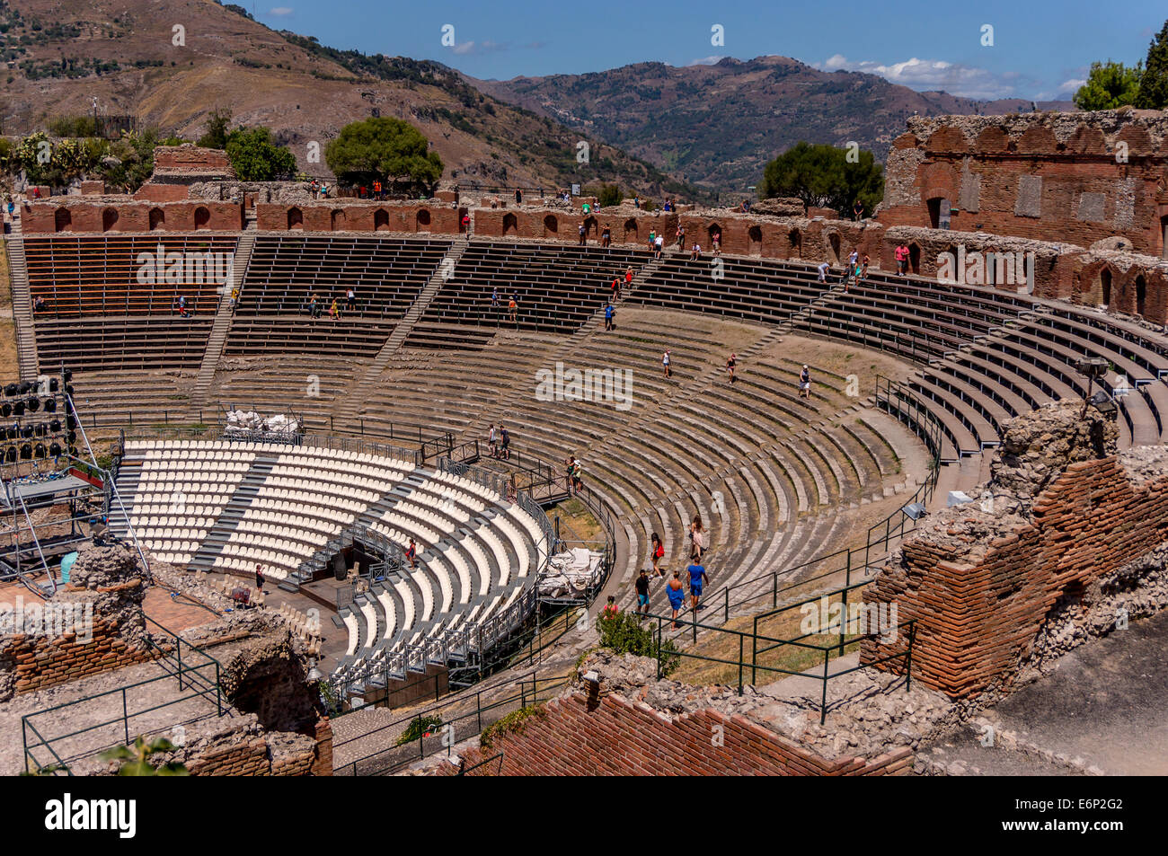 Greek amphitheater ruins in Taormina, Sicily Stock Photo - Alamy