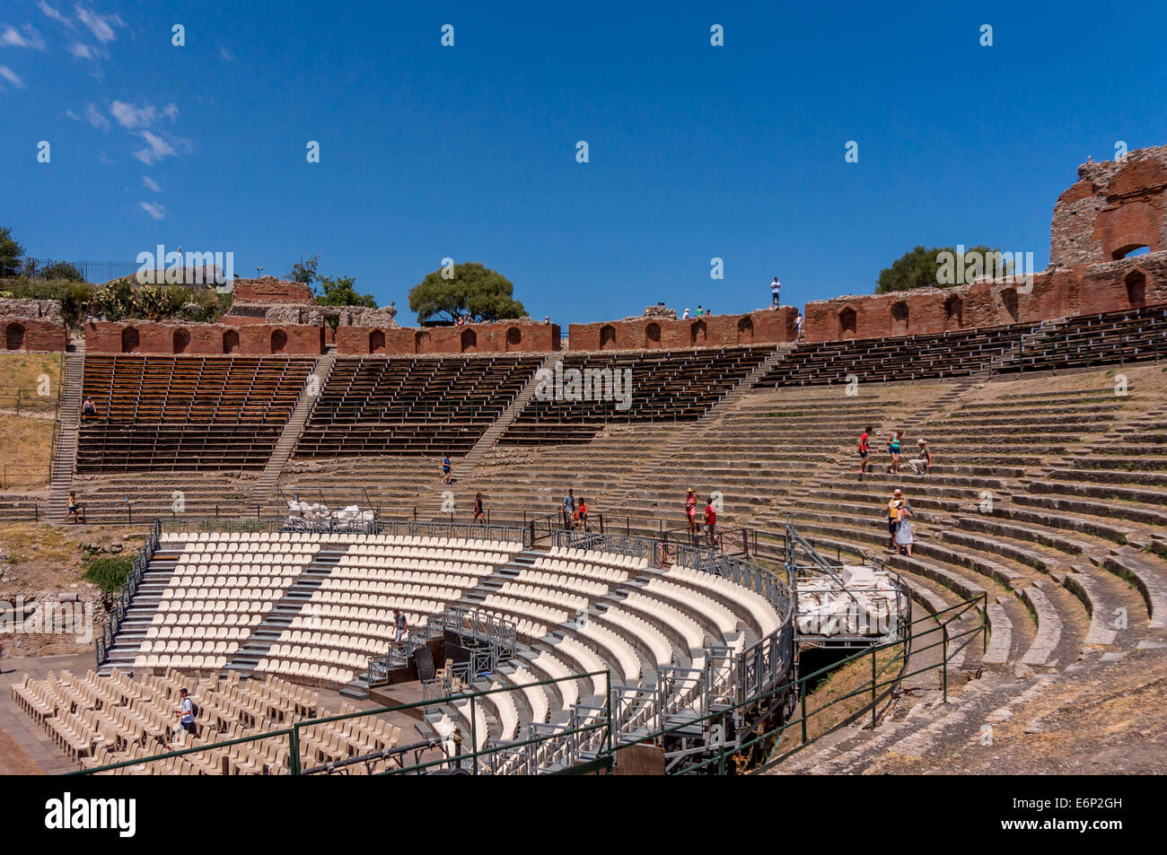 Greek amphitheater ruins in Taormina, Sicily Stock Photo - Alamy