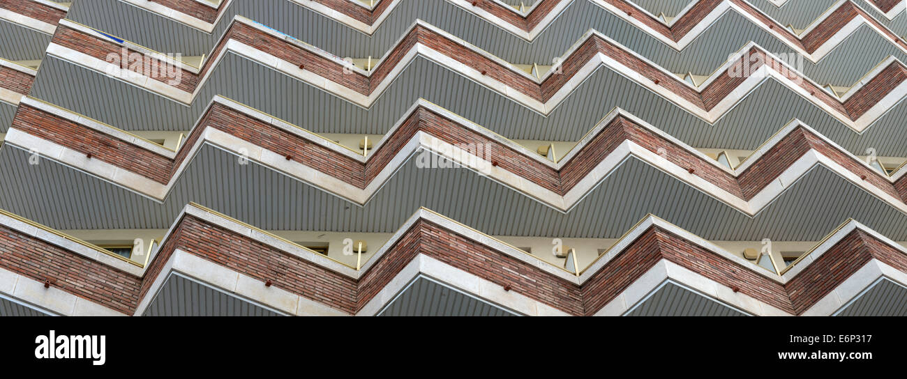 Pattern of many angles and edges of resort hotel balconies as a ...