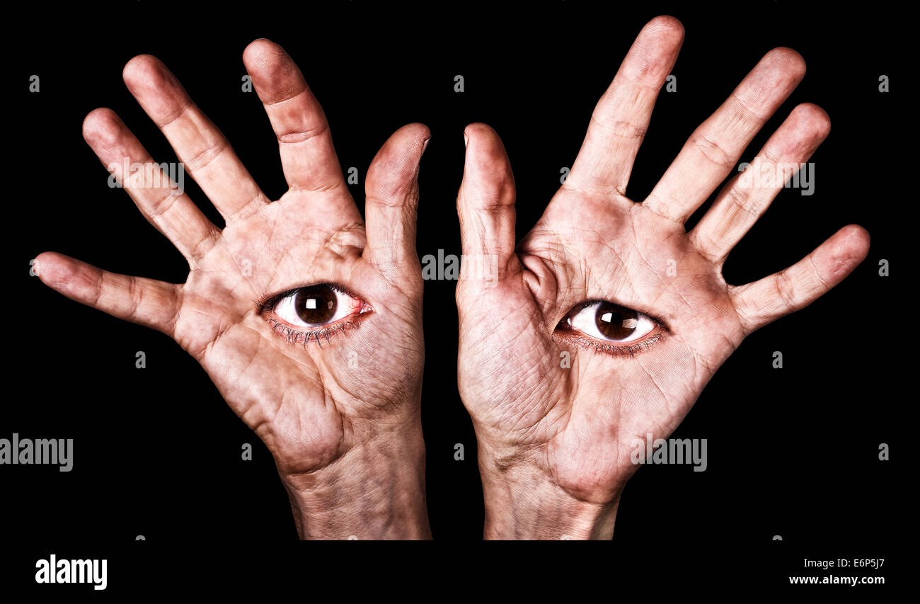 Creepy eyes on the palms of hands Stock Photo: 73016783 - Alamy