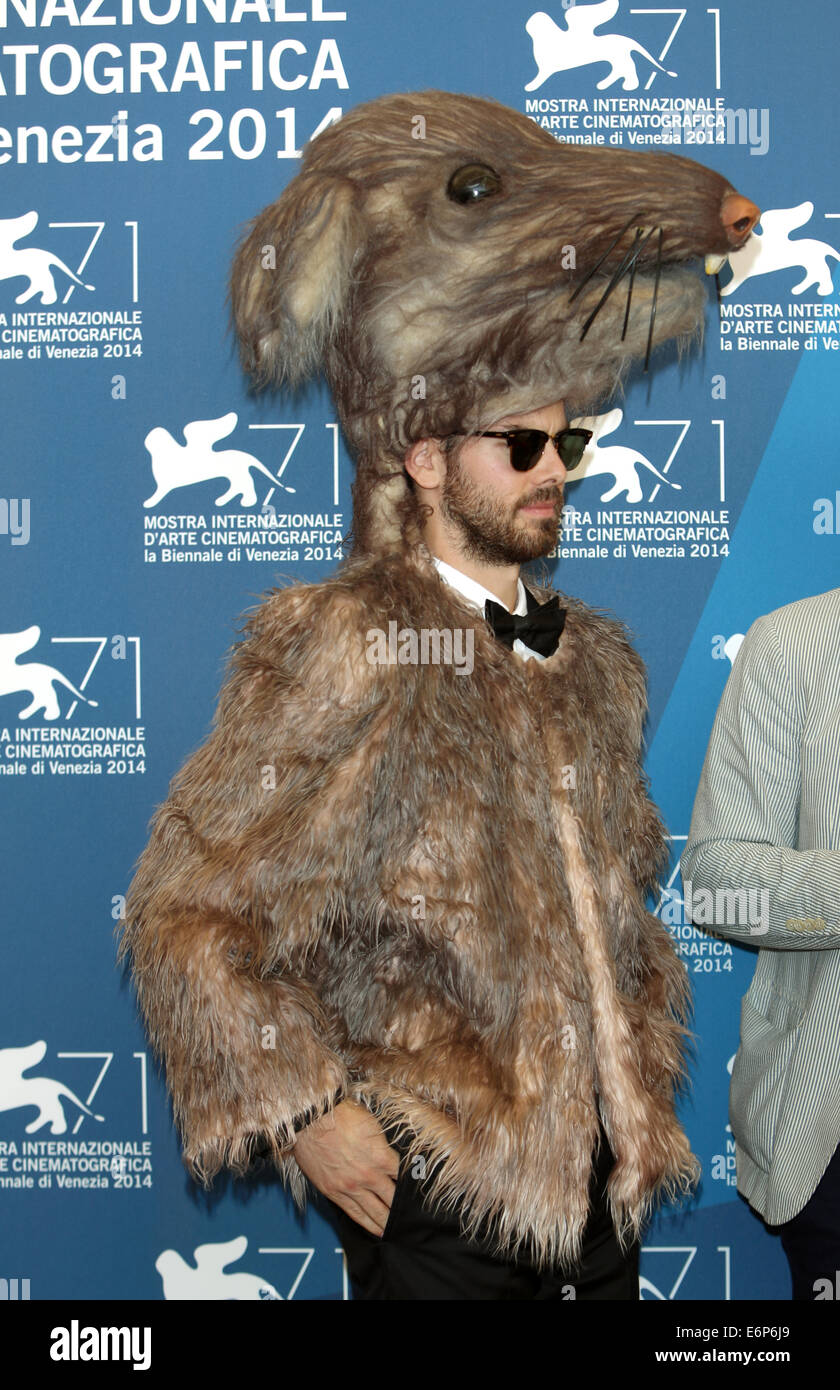 Venice, Italy. 28th Aug, 2014. A member of the crew costumed as a rat ...