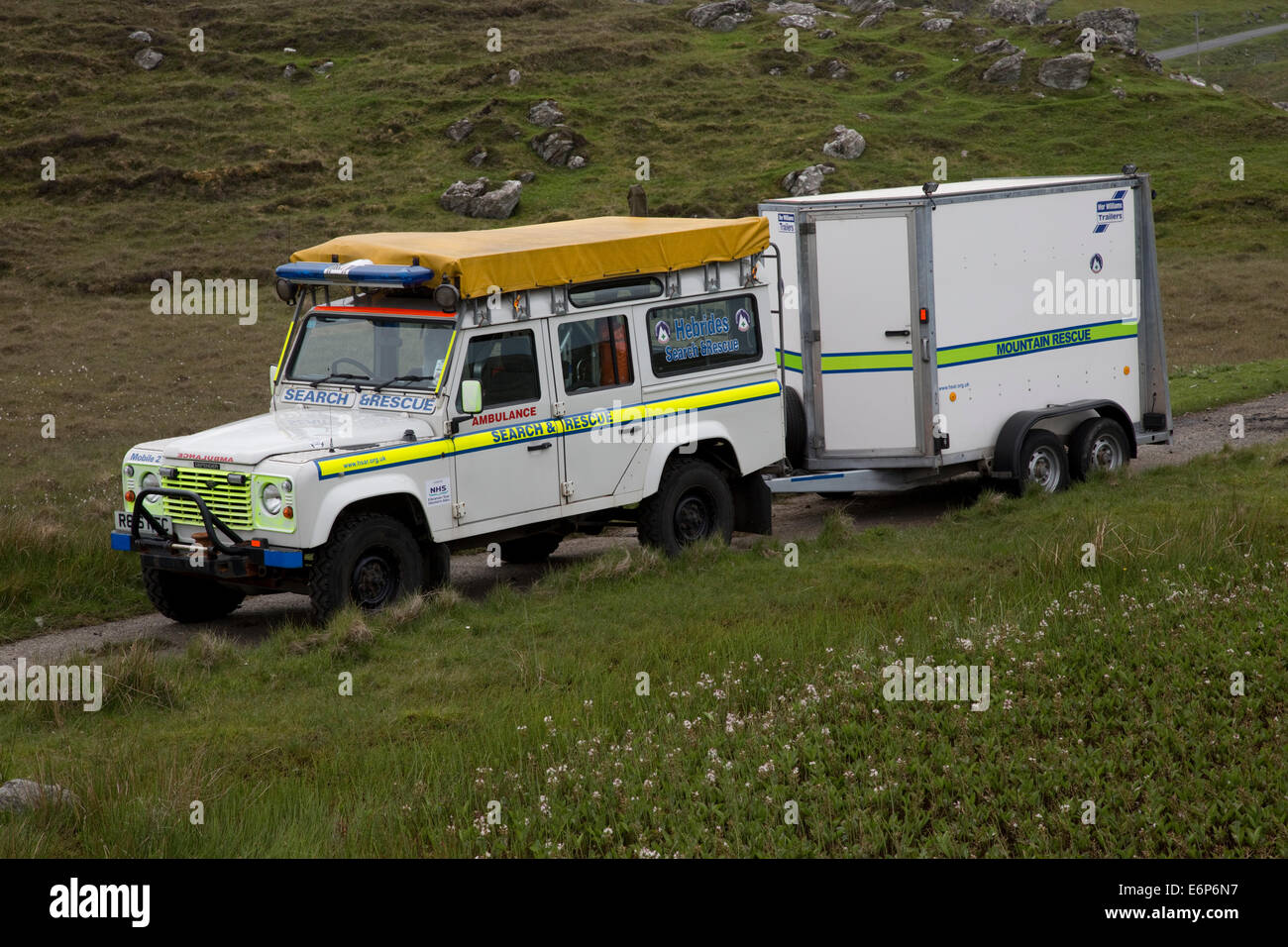 Search and Rescue Land Rover and trailer Isle of Lewis Outer Hebrides ...