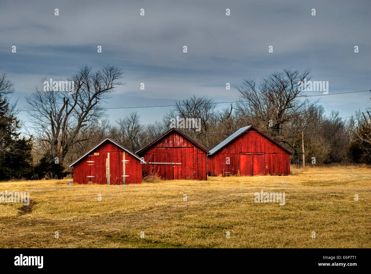 USA, Kansas. Three barns Stock Photo - Alamy