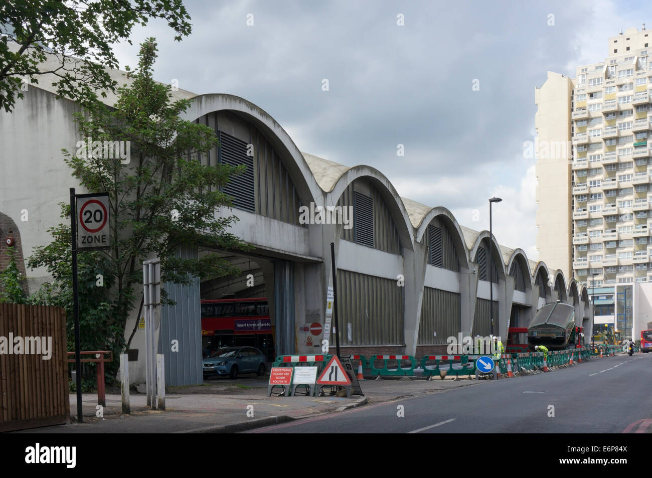 The Grade II* listed, reinforced concrete Stockwell bus garage Stock ...
