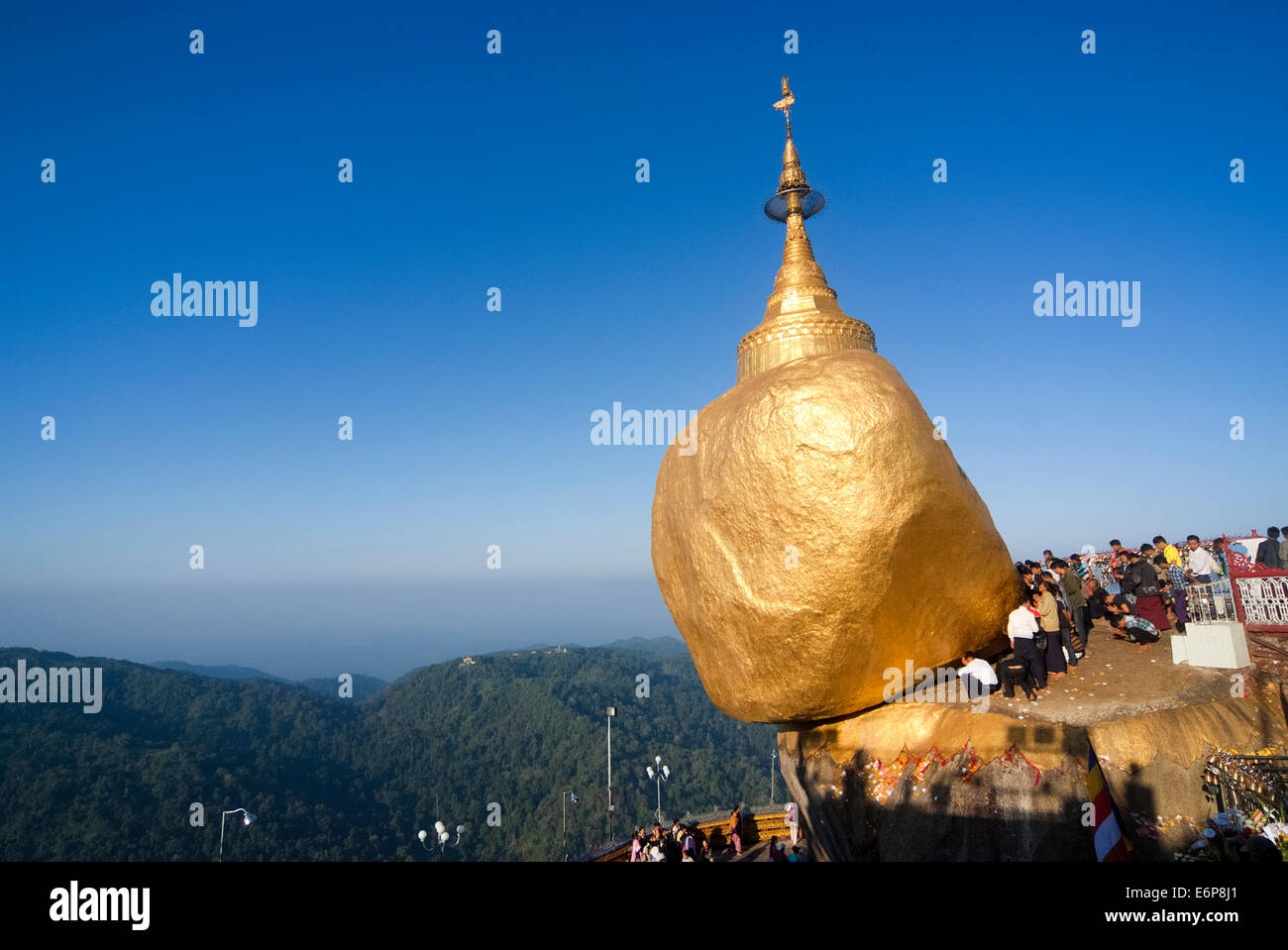 KYAIKTO, MYANMAR - FEBRUARY 14: Devotees at the Kyaiktiyo Pagoda on ...