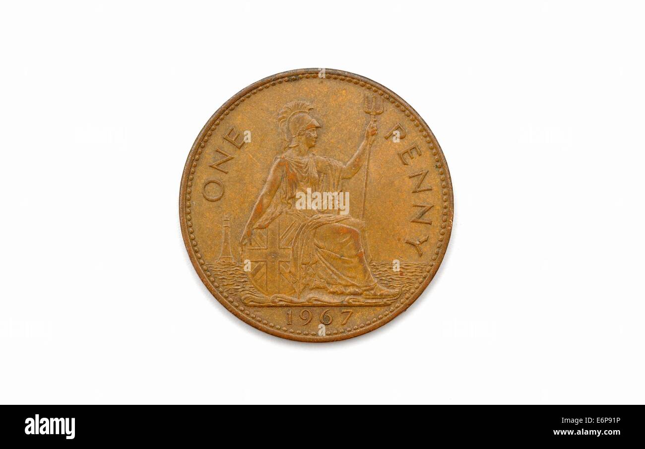 An old British one penny from 1967 Stock Photo - Alamy