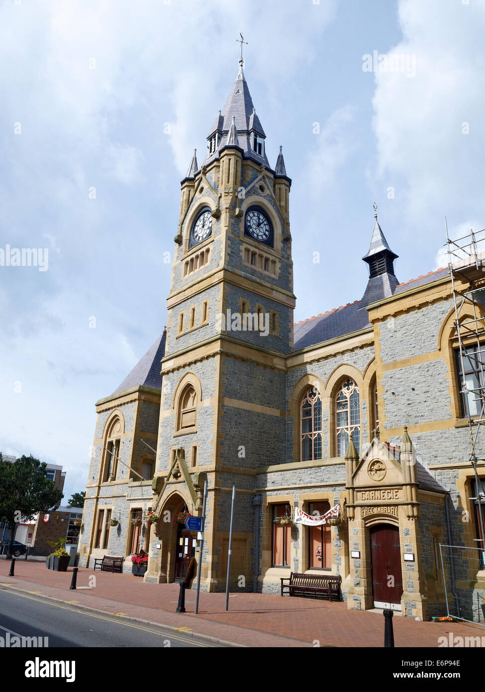 Town Hall with former Carnegie Free Library on Wellington Road Rhyl ...