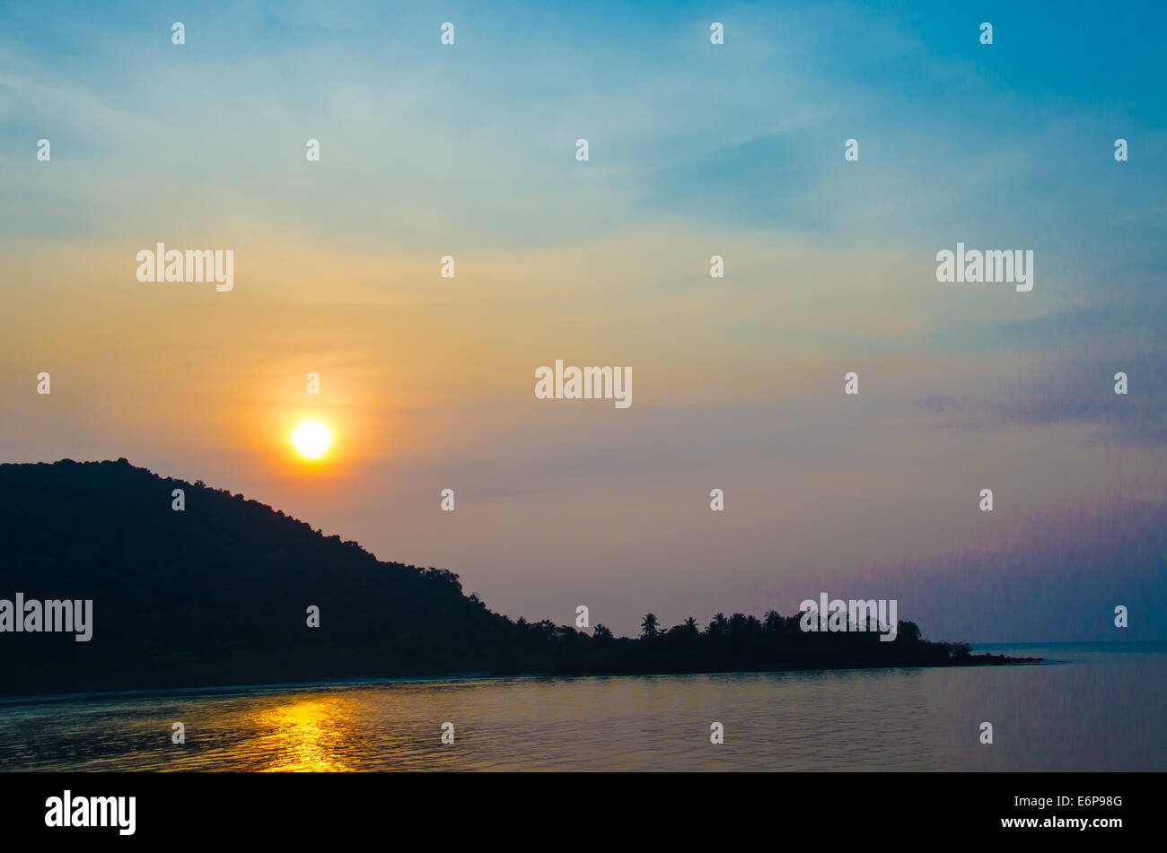 sunrise over the mountain and sea Stock Photo - Alamy
