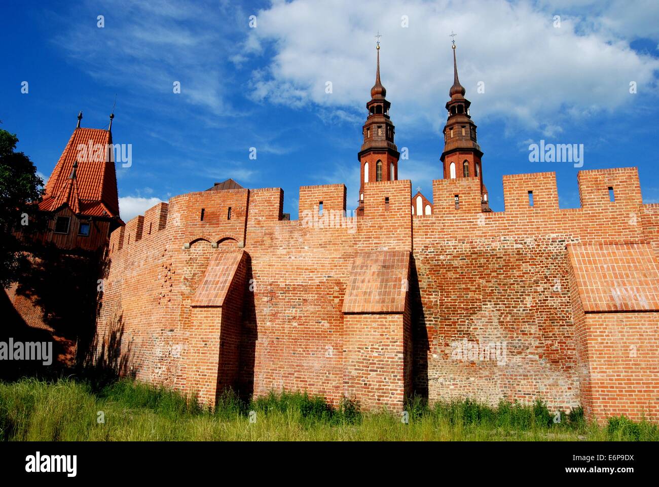 OPOLE, POLAND: Finely reconstructed medieval city walls with ...