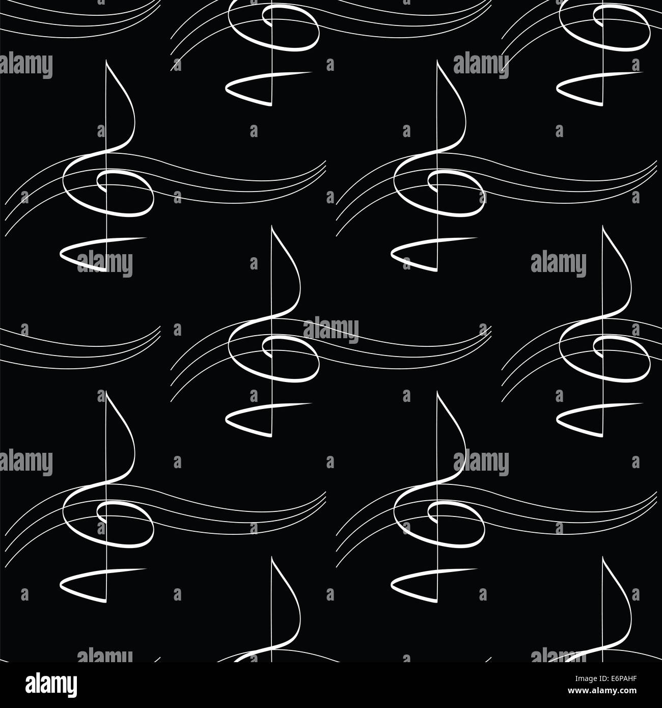 black seamless pattern with white treble clef Stock Photo - Alamy