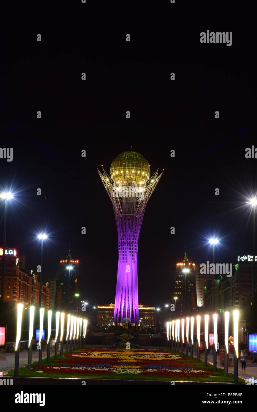Baiterek tower in kazakhstan illuminated hi-res stock photography and ...