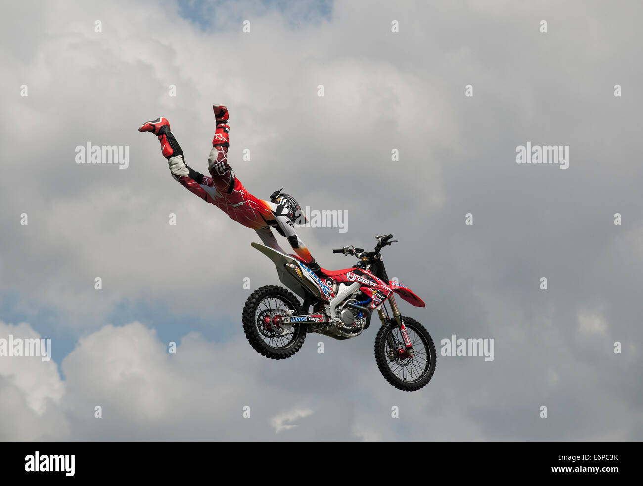 Member of the Bolddog Lings Freestyle Display Stunt Team performs stunt ...