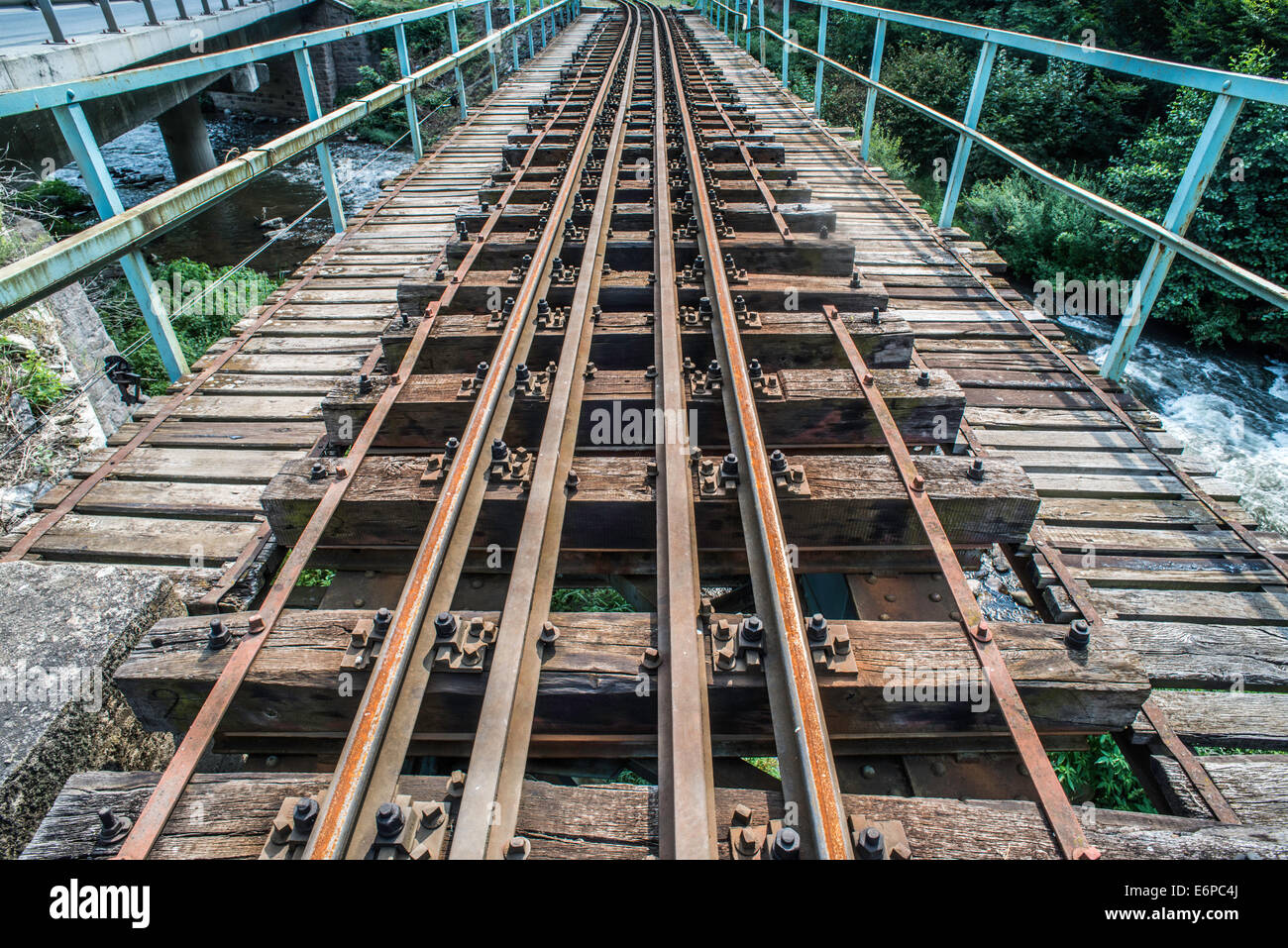Railroad crossing. Vintage railway bridge Stock Photo - Alamy
