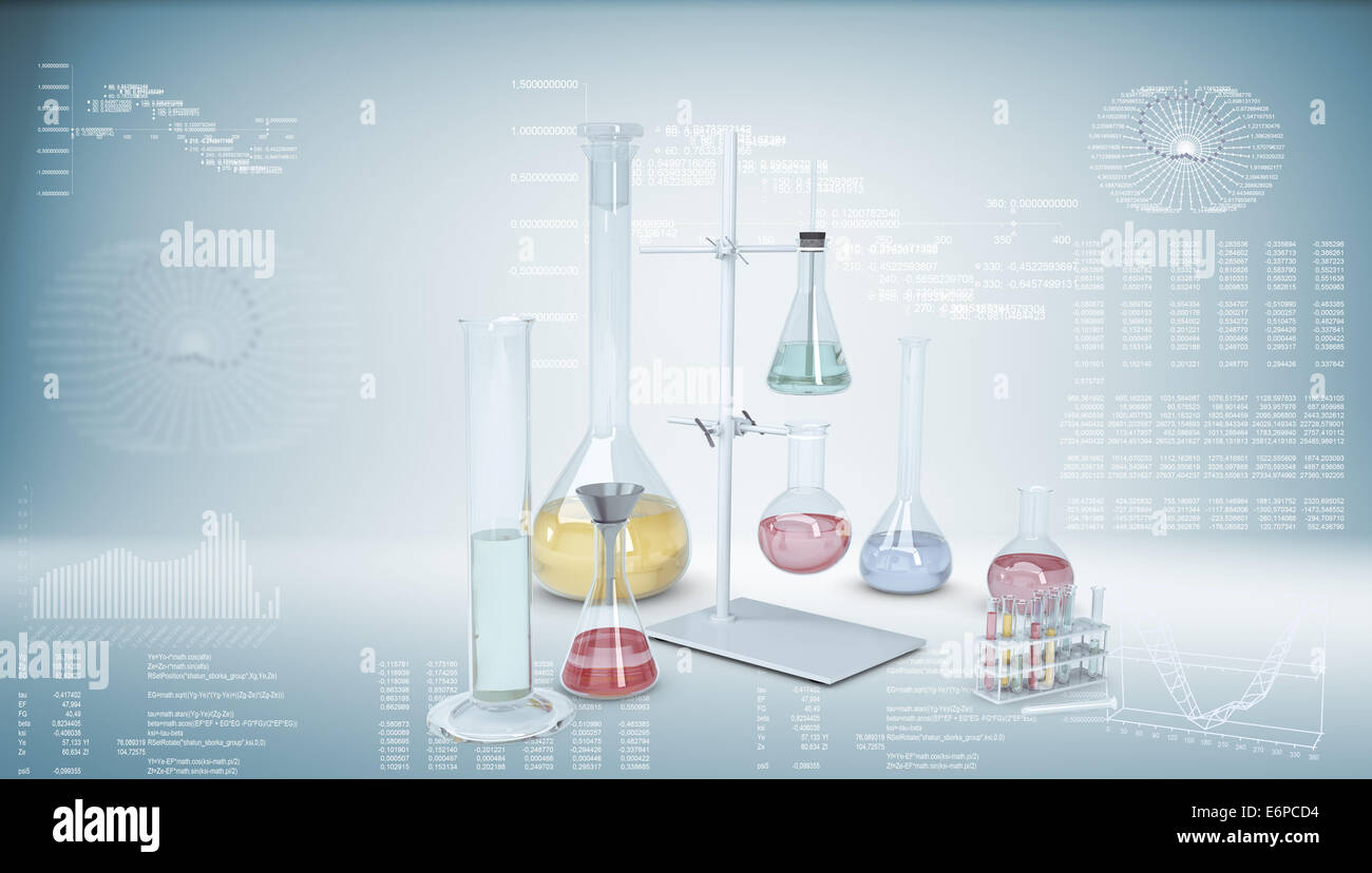 Chemical laboratory equipment. Flasks and test tubes Stock Photo - Alamy