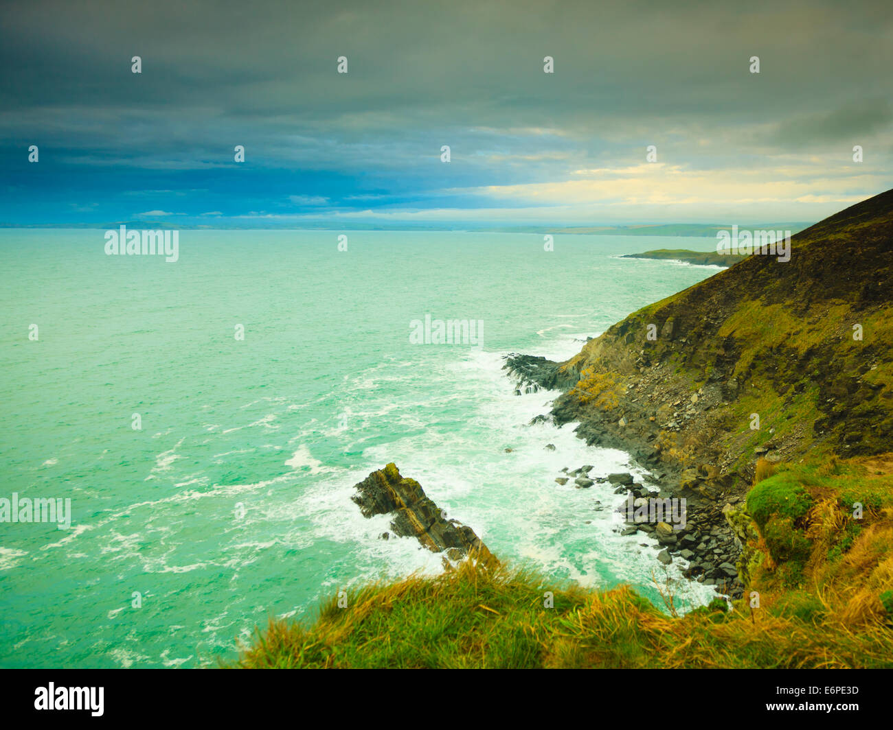 Irish landscape. Coastline atlantic ocean rocky coast scenery. County ...