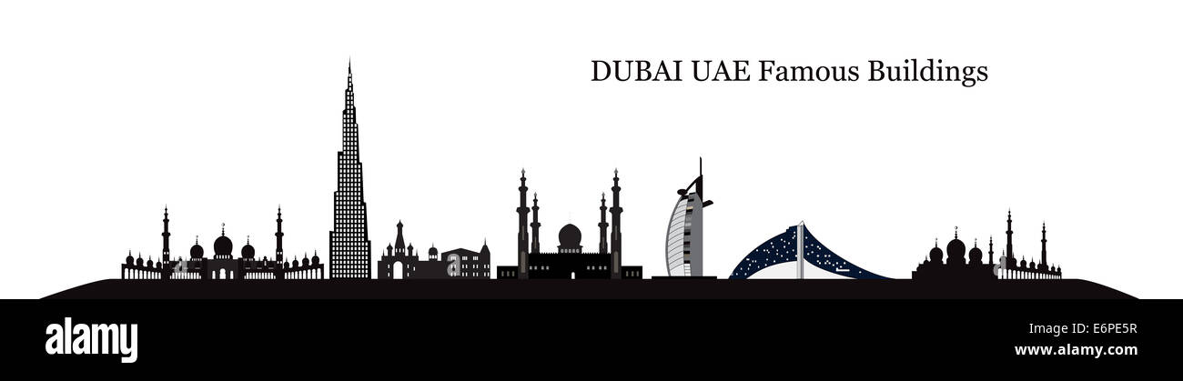 Silhouette Famous buildings. Vector Illustration Stock Photo - Alamy