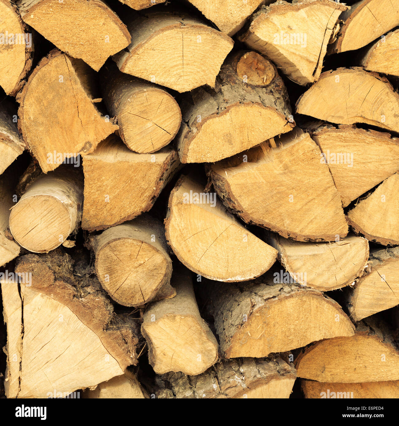 Heating. Closeup of firewood fire wood as background backdrop texture ...