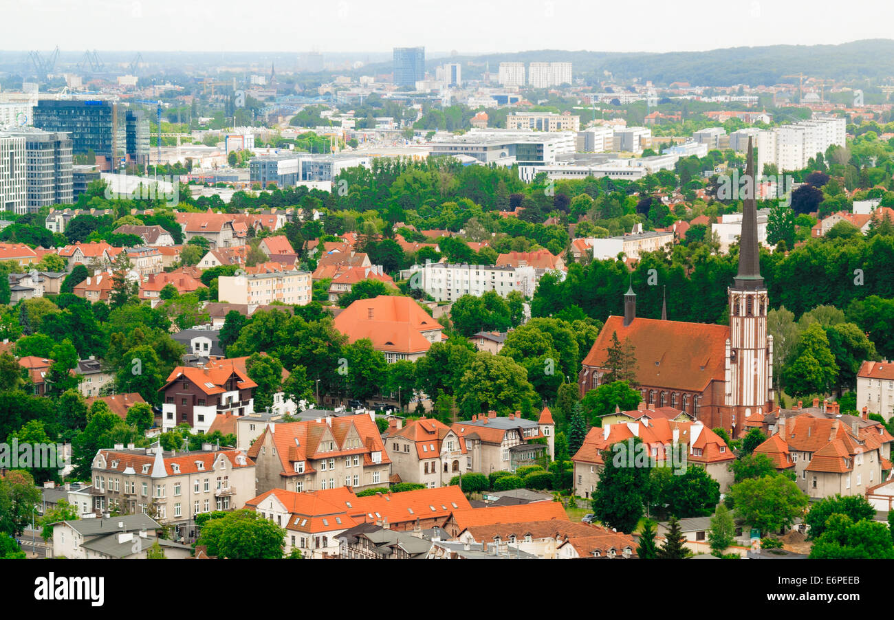 Aerial view from tower of district gdansk buildings. urban Stock Photo ...