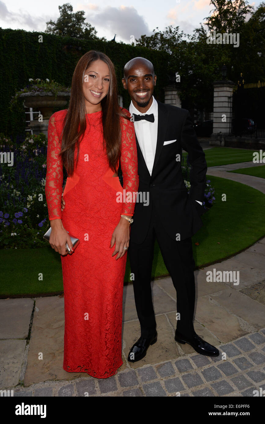 London, UK. 28th August, 2014. Mo Farah and Tania Nell attends the Mo ...