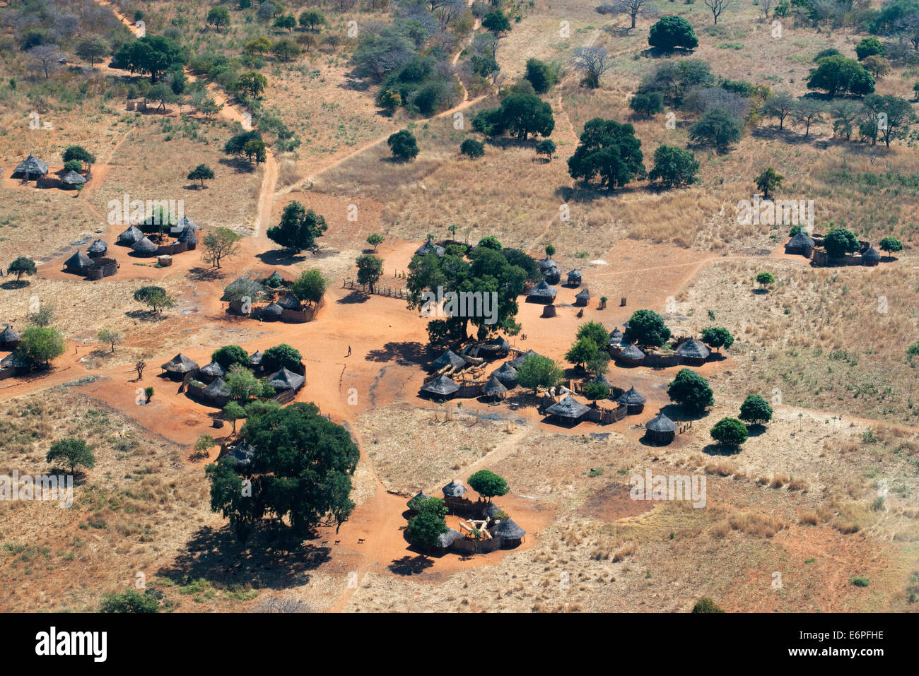 Aerial views of Mukuni village. Zambia. Mukuni, 9.6 km (6.0 mi) to the ...