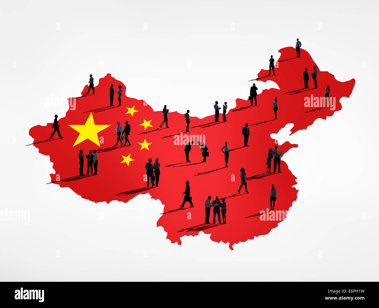 Chinese flag and a group of business people Stock Photo - Alamy