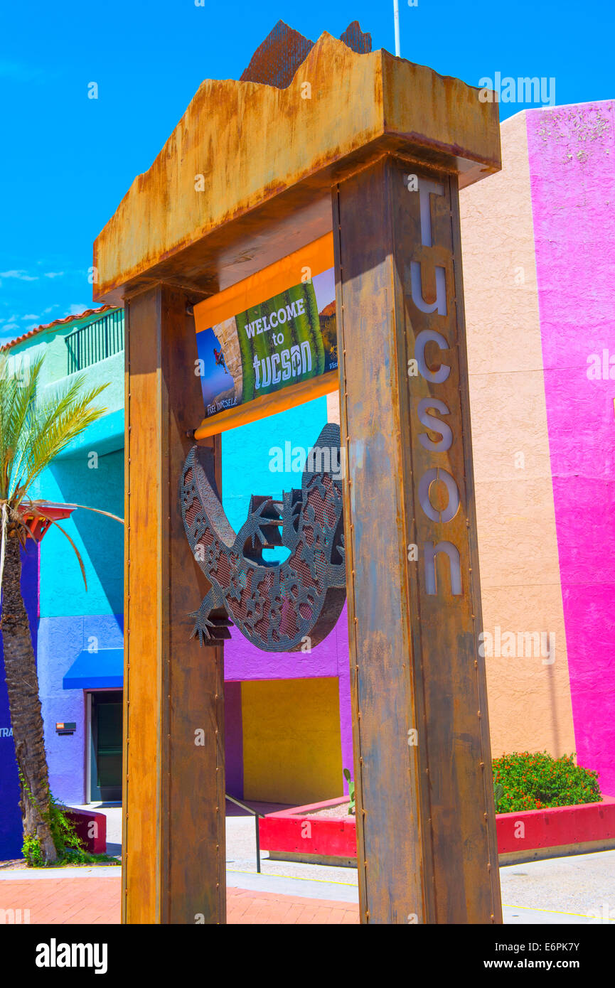 Sign promoting the city of Tucson in Historic District of Downtown ...