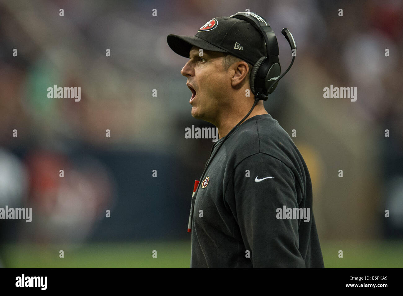 Houston, Texas, USA. 28th Aug, 2014. San Francisco 49ers head coach Jim ...