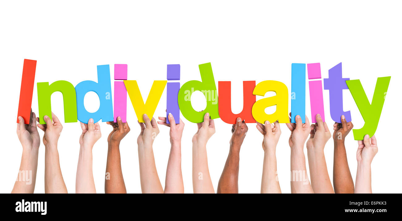 Multiethnic Group of Hands Holding Individuality Stock Photo - Alamy