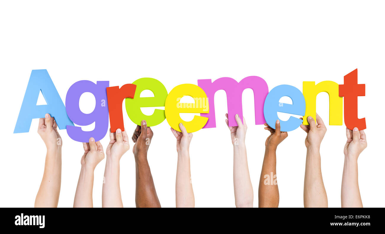 Group of Hands Holding Letter Agreement Stock Photo - Alamy