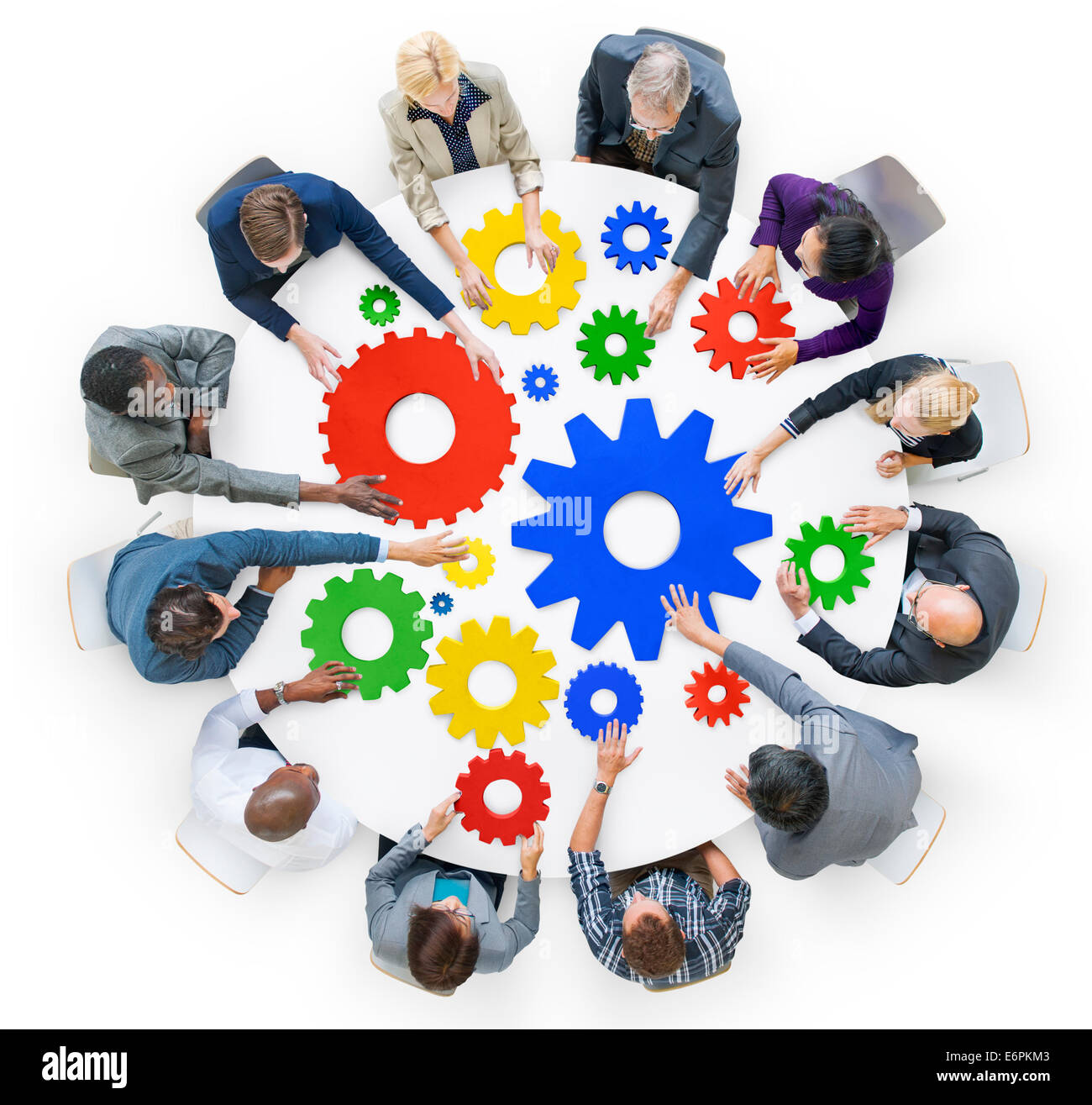 Business People with Gears and Teamwork Concept Stock Photo - Alamy