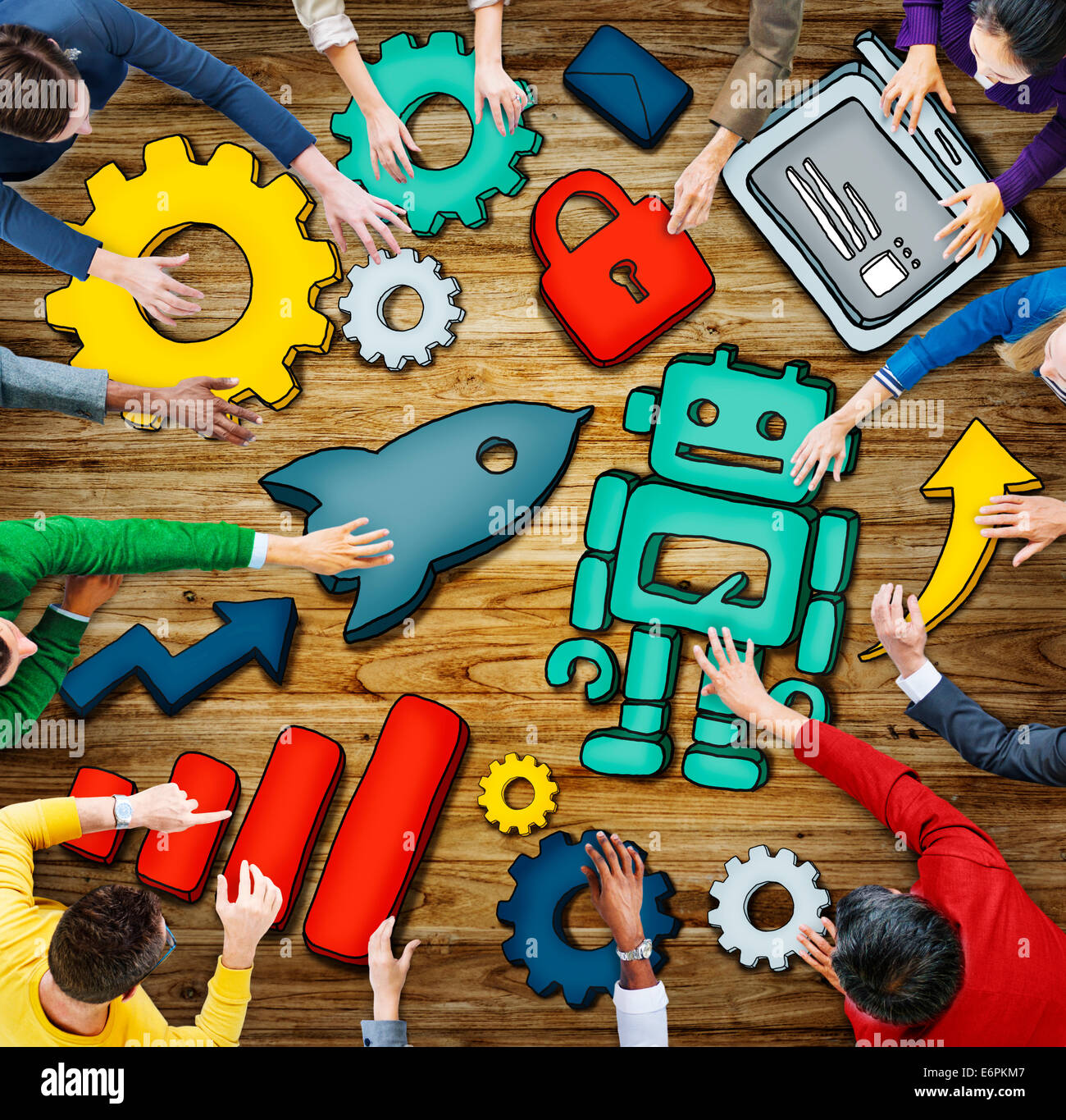 Aerial View of People and Technology Concepts Stock Photo - Alamy