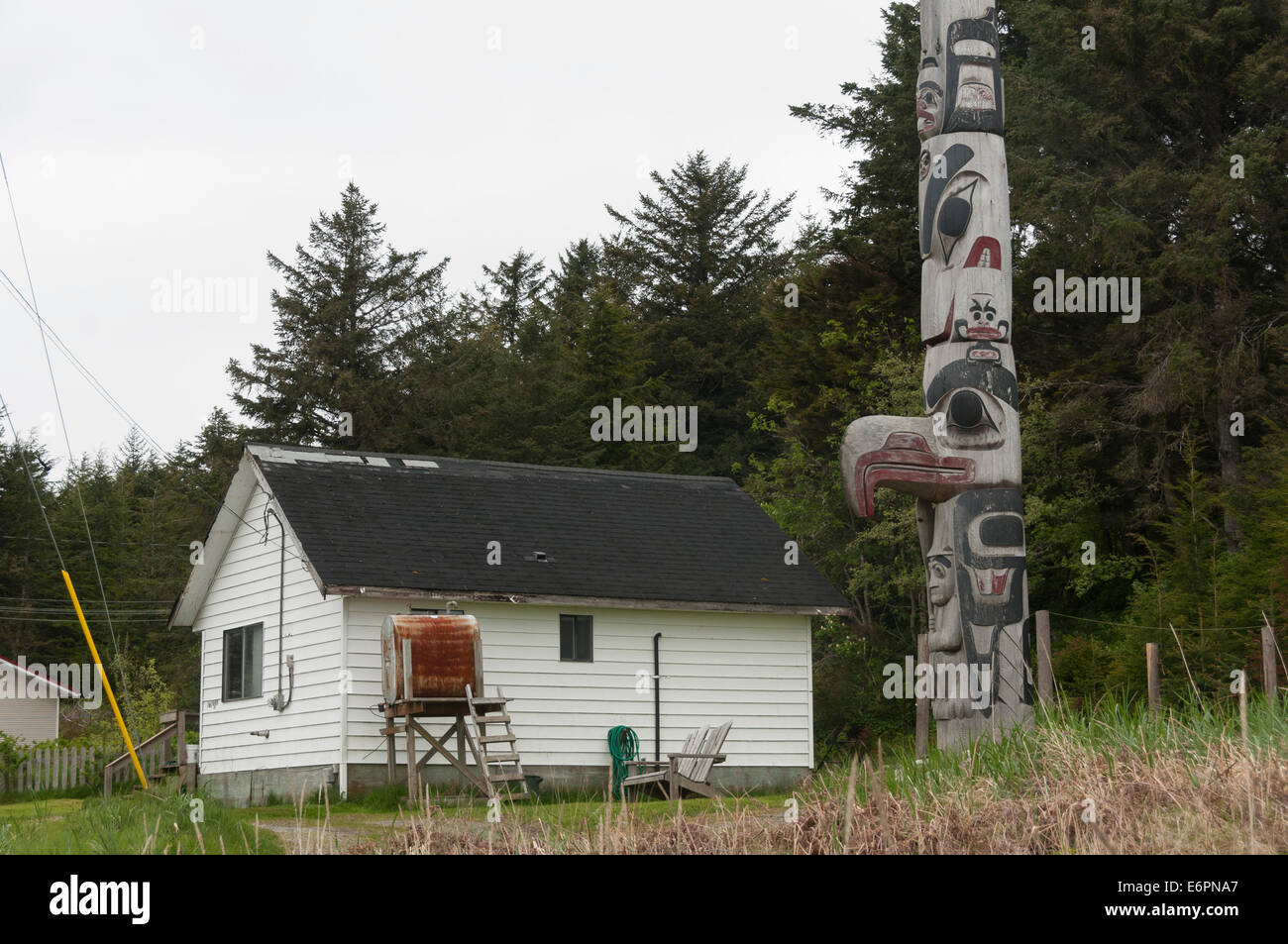 Elk203-4601 Canada, British Columbia, Haida Gwaii, Masset, house with ...