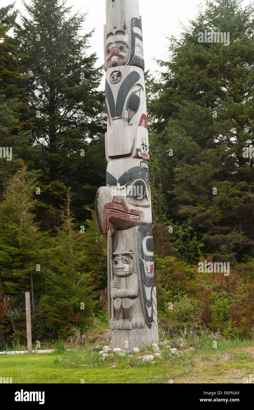 Elk203-4602v Canada, British Columbia, Haida Gwaii, Masset, Haida totem ...