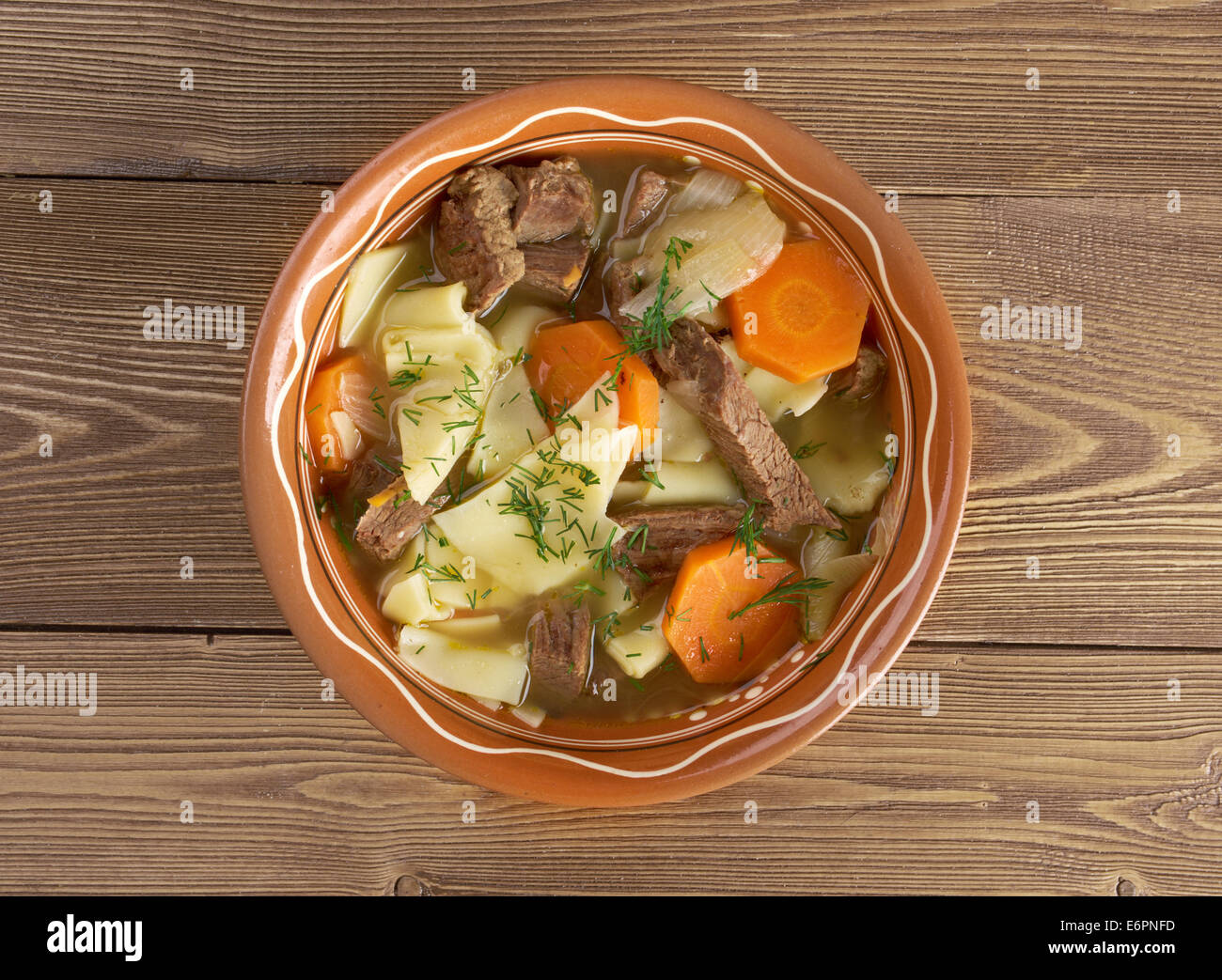 Kullama - national dish of some Turkic peoples.Traditional meat asian ...