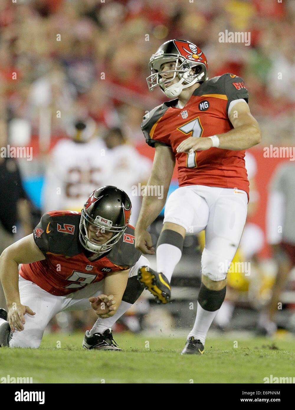 Tampa, Florida, USA. 28th August, 2014. Patrick Murray (7) watches his ...