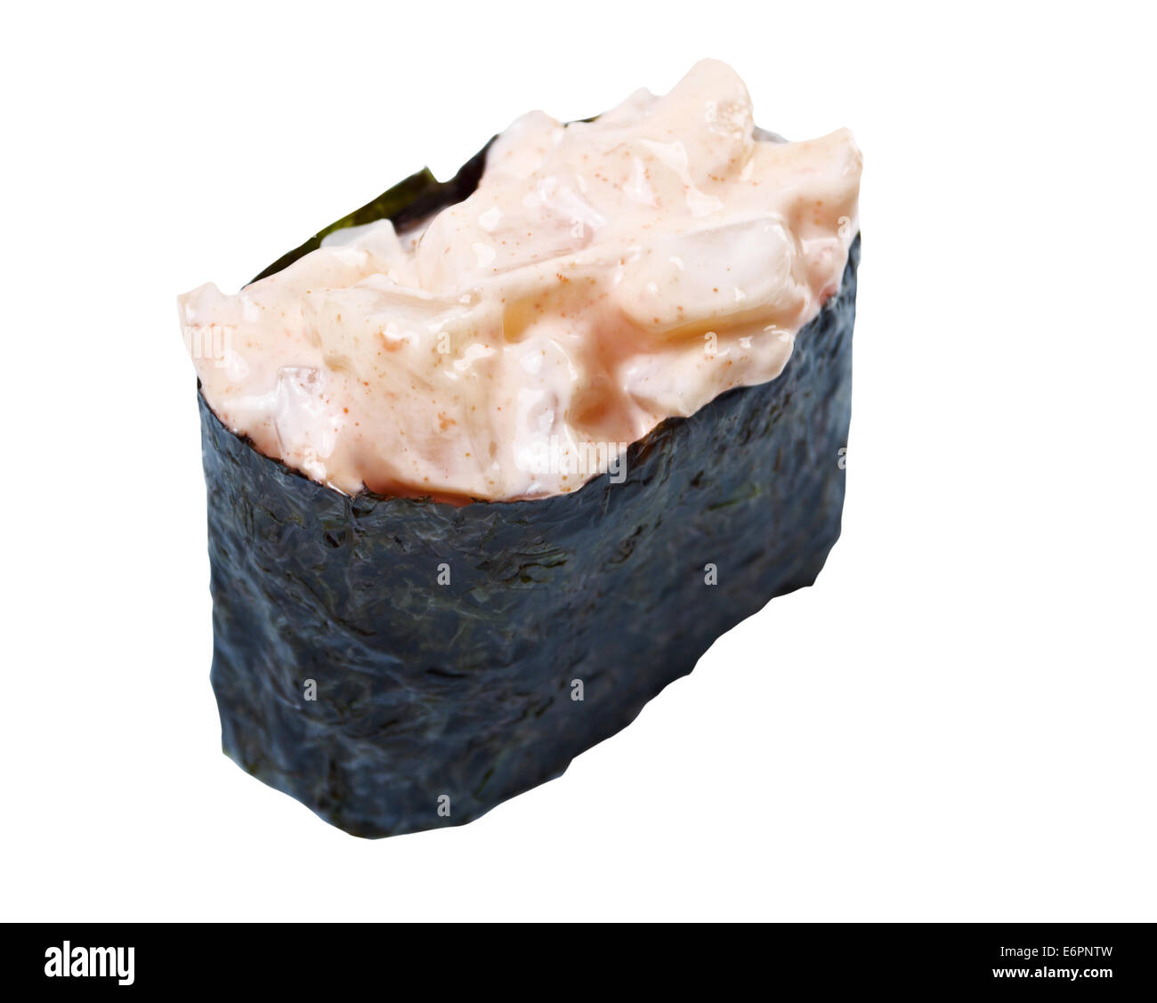 Japanese sushi with rice and fish.spice sushi with sauced slices Stock ...