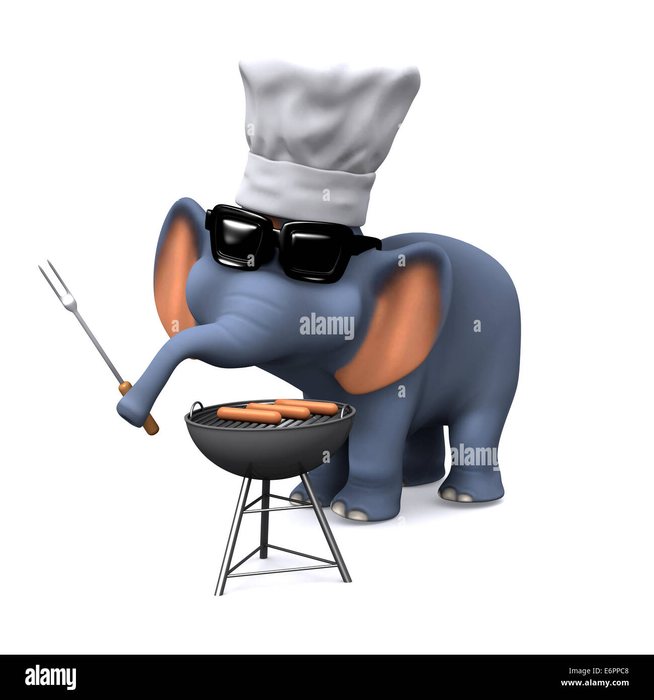 3d render of an elephant cooking a barbecue Stock Photo - Alamy