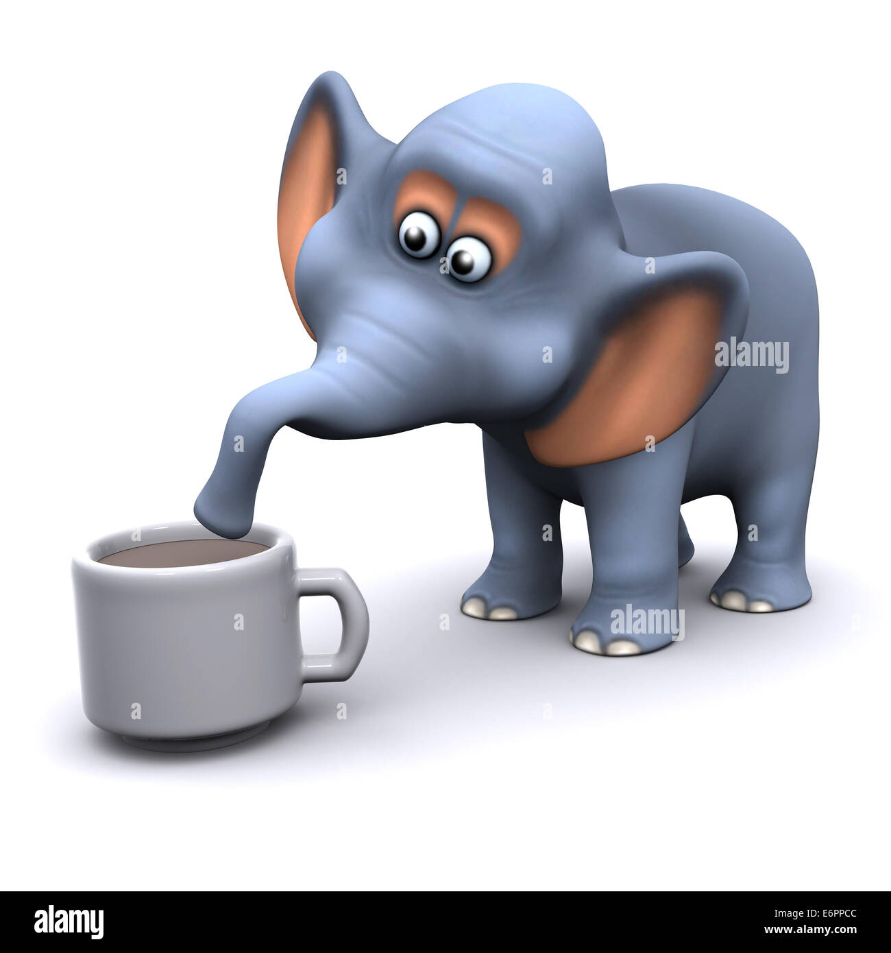 3d render of an elephant drinking from a cup Stock Photo - Alamy