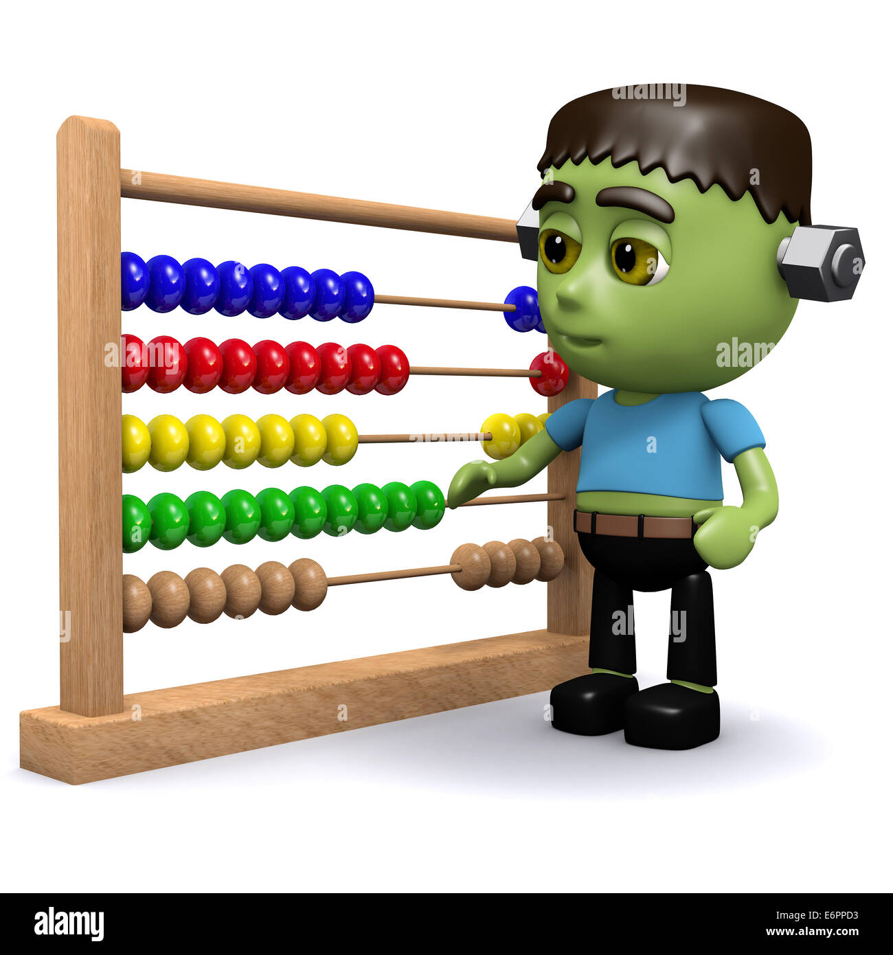 3d render of Frankenstein with an abacus Stock Photo - Alamy