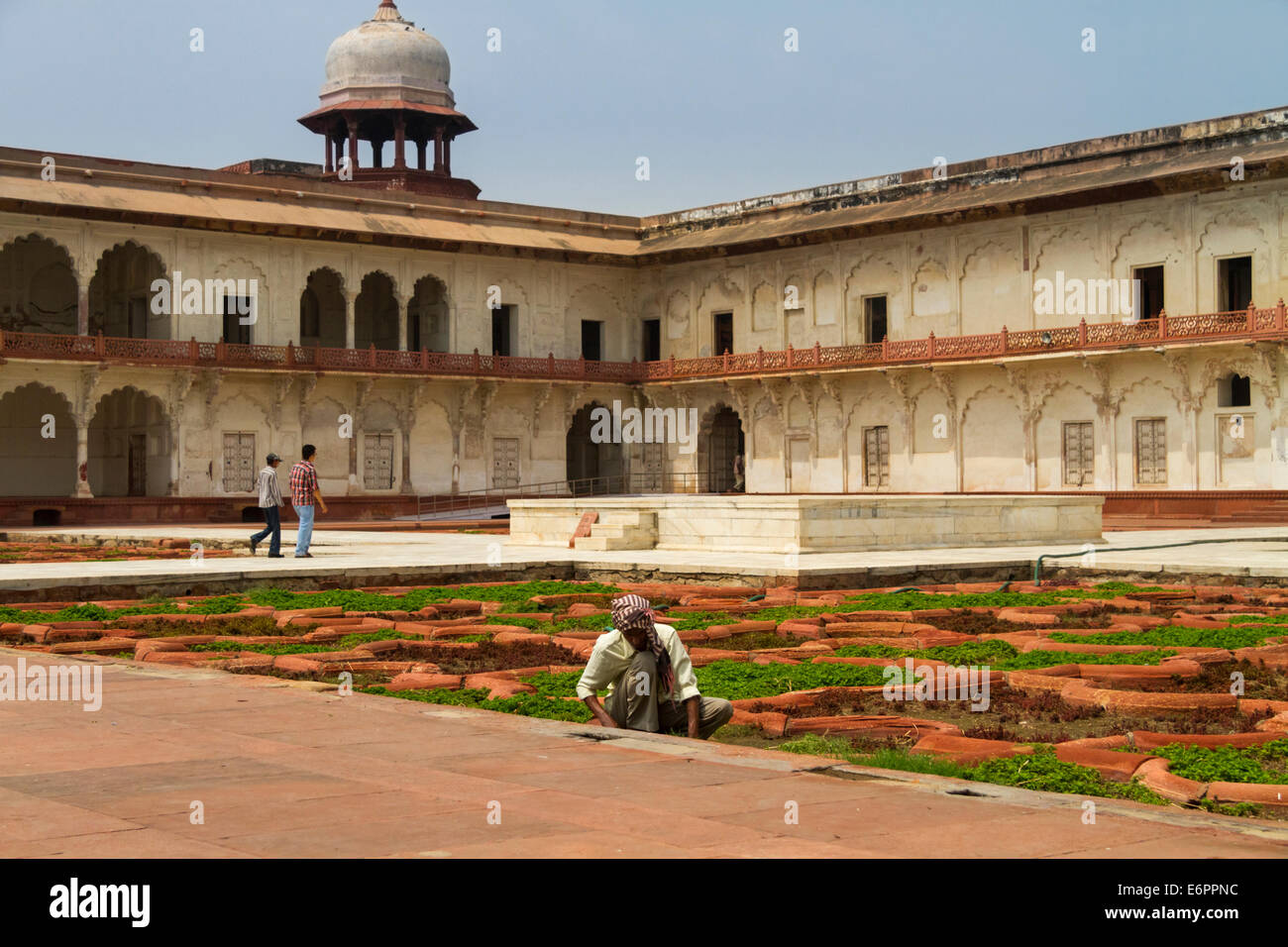 The courtyard at Agra Fort, a UNESCO World Heritage site in Agra, Uttar ...