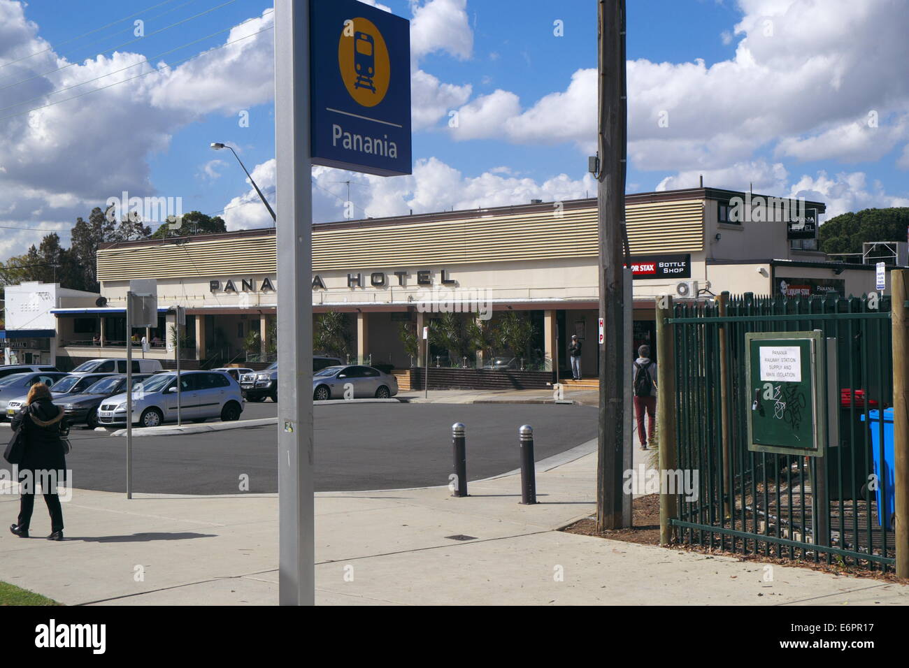 Panania is a suburb of sydney, here with railway station and local ...