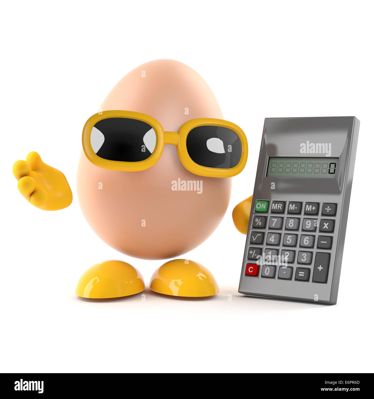 3d render of an egg with a calculator Stock Photo - Alamy